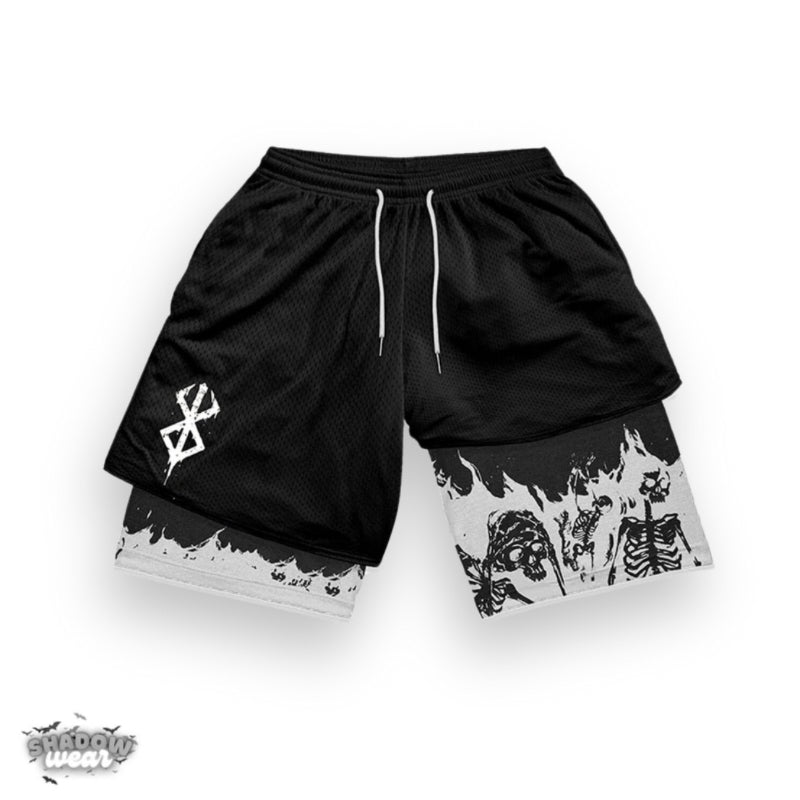 ShadowWear™ Berserk Gym Shorts (Black & White) – Shadow Wear